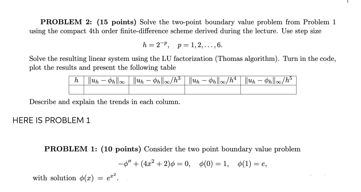 PROBLEM 2: (15 points) Solve the two-point boundary | Chegg.com