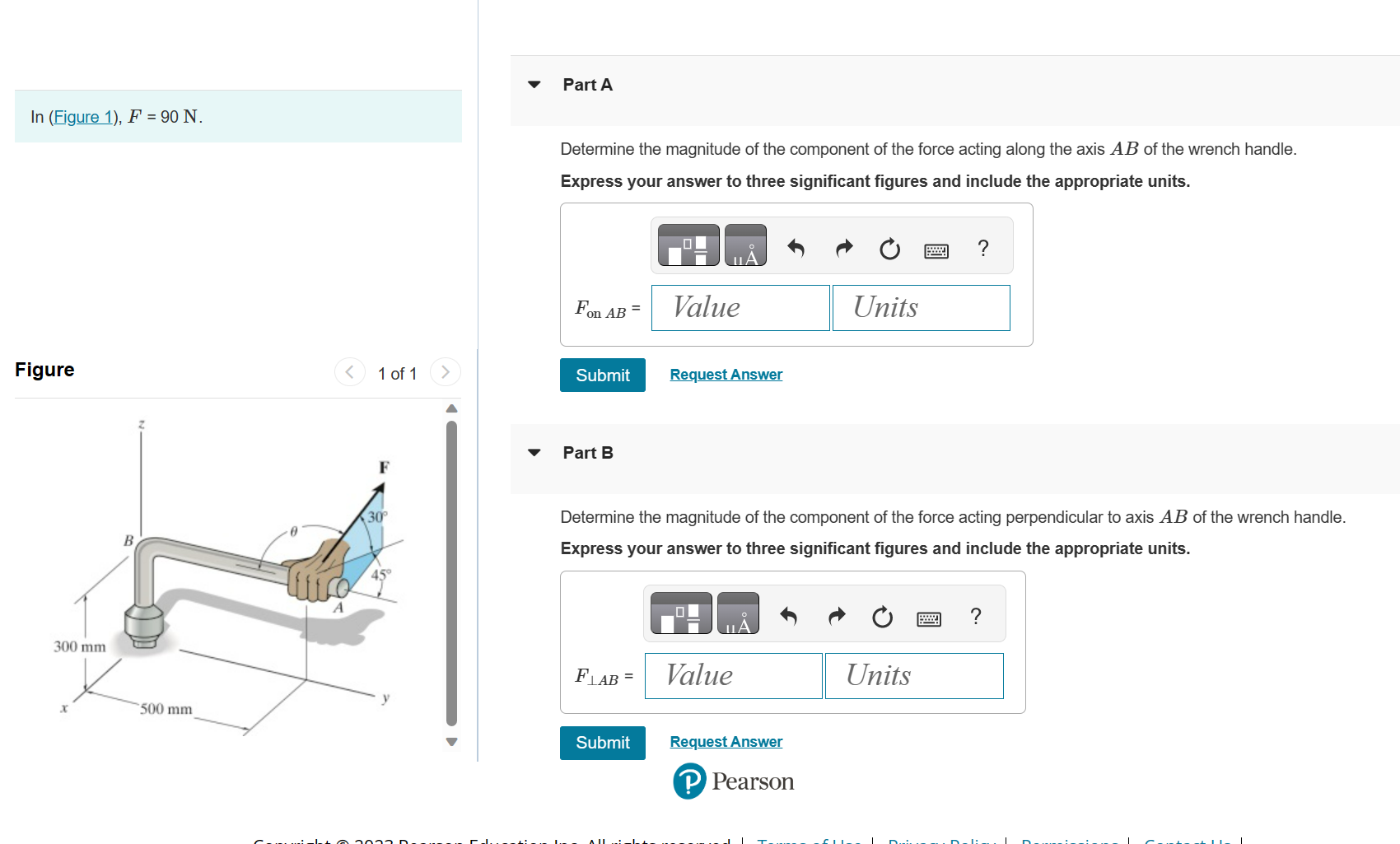 Solved F=90 N Determine the magnitude of the component of | Chegg.com