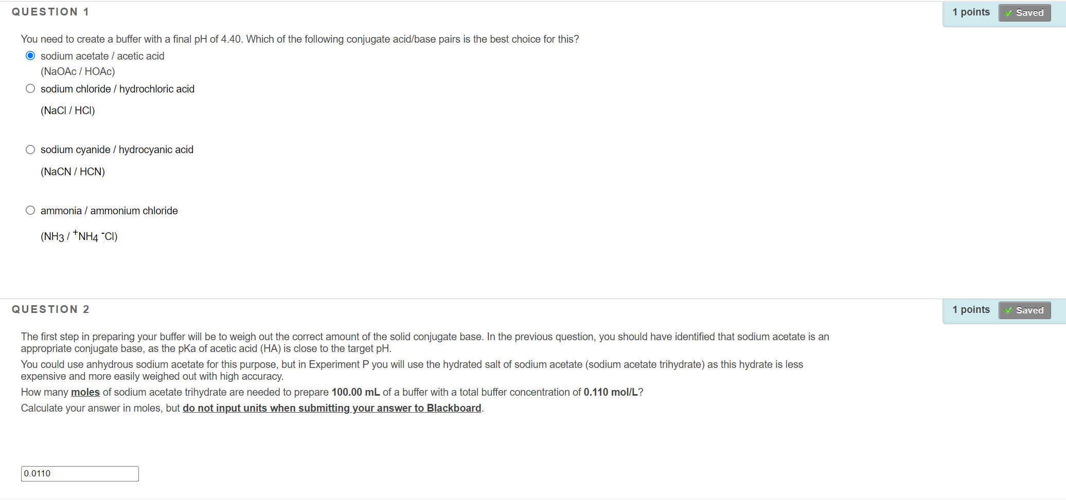 Solved In Experiment P, you will prepare a buffer according | Chegg.com
