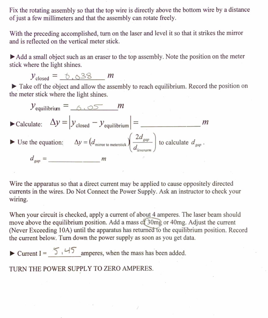 Solved Equipment: - Current Balance (Magnetic Force Balance) | Chegg.com