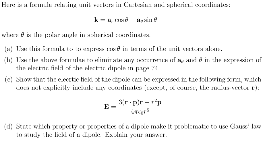 Solved Here is a formula relating unit vectors in Cartesian | Chegg.com