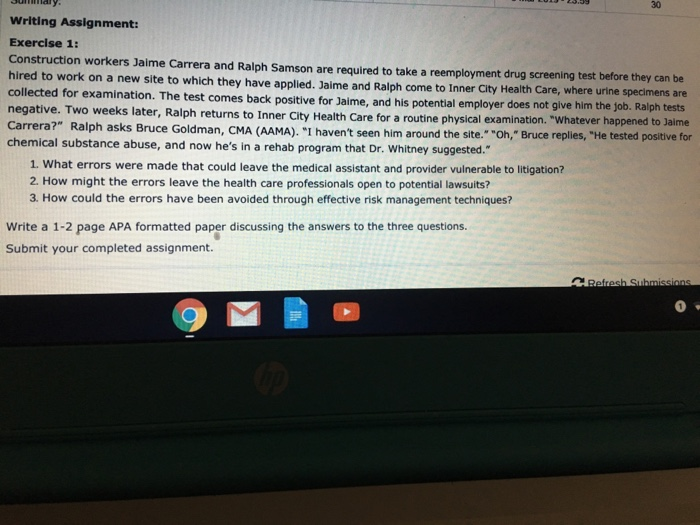 Solved 30 Writing Assignment: Exercise 1: Construction | Chegg.com
