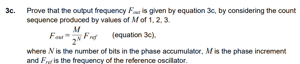 Solved 3с. Prove that the output frequency Fout is given by | Chegg.com