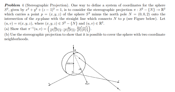 Solved Problem 4 (Stereographic Projection). One way to | Chegg.com