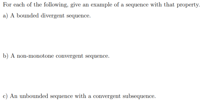 Solved For each of the following, give an example of a | Chegg.com