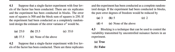 Solved 4.1 Suppose that a single-factor experiment with four | Chegg.com