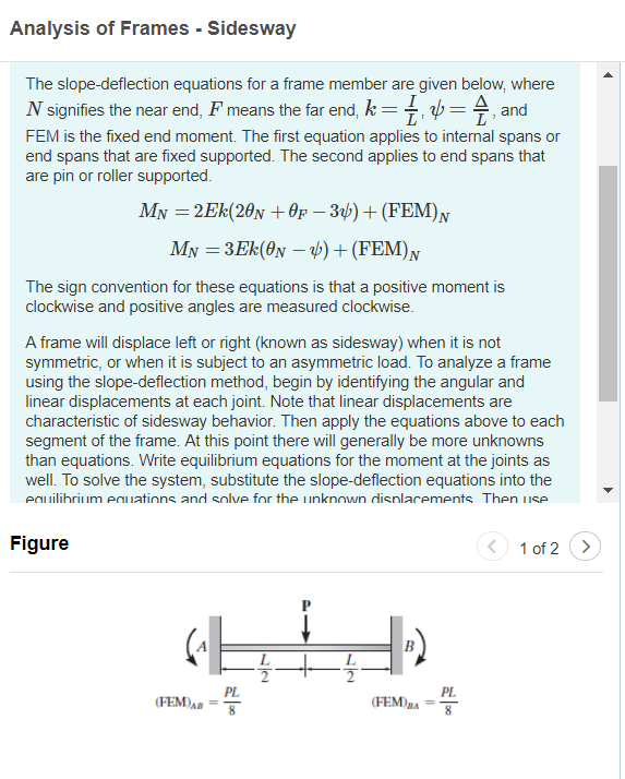 Solved Analysis of Frames - Sidesway The slope-deflection | Chegg.com