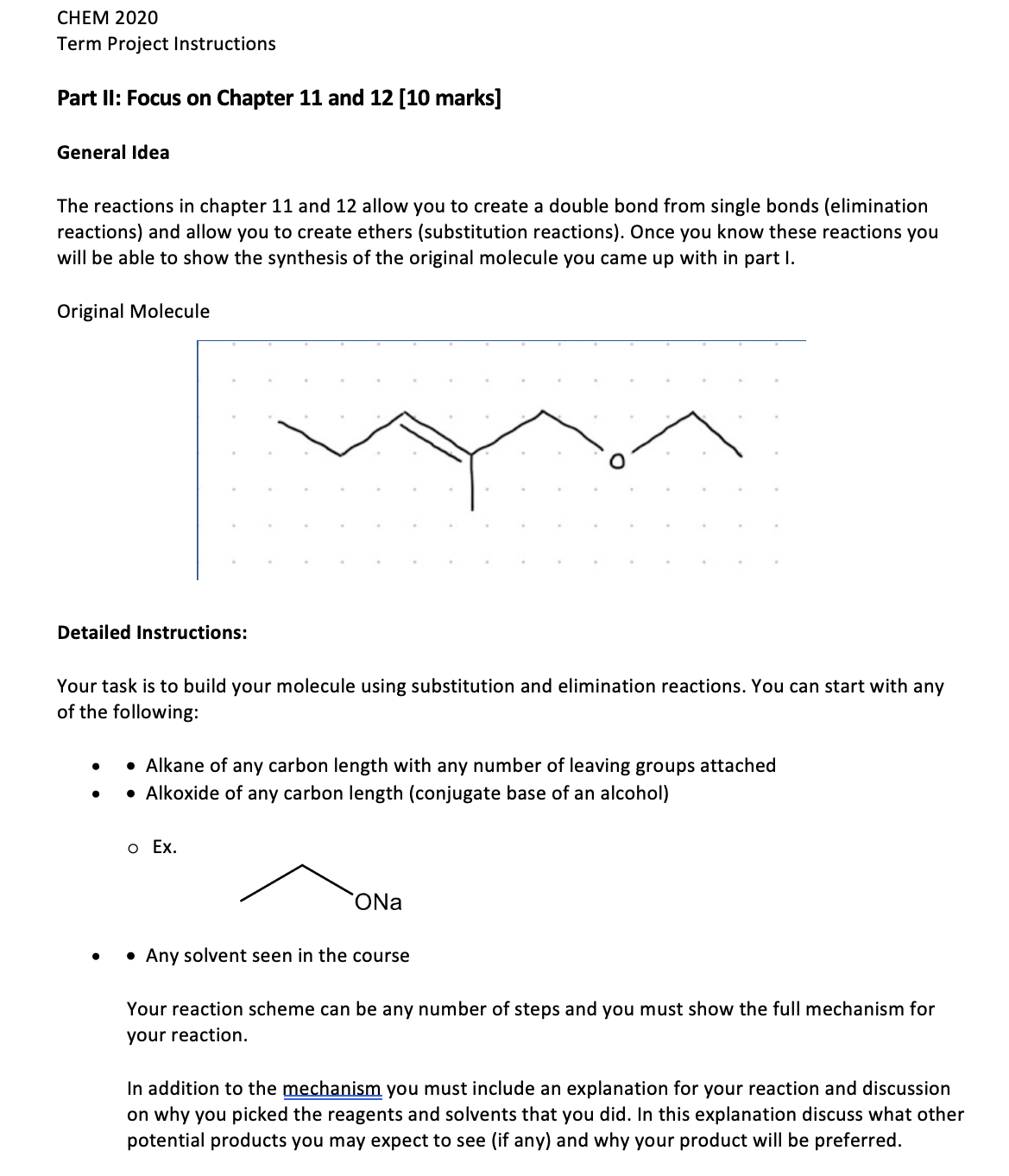 Solved CHEM 2020Term Project InstructionsPart II: Focus on | Chegg.com