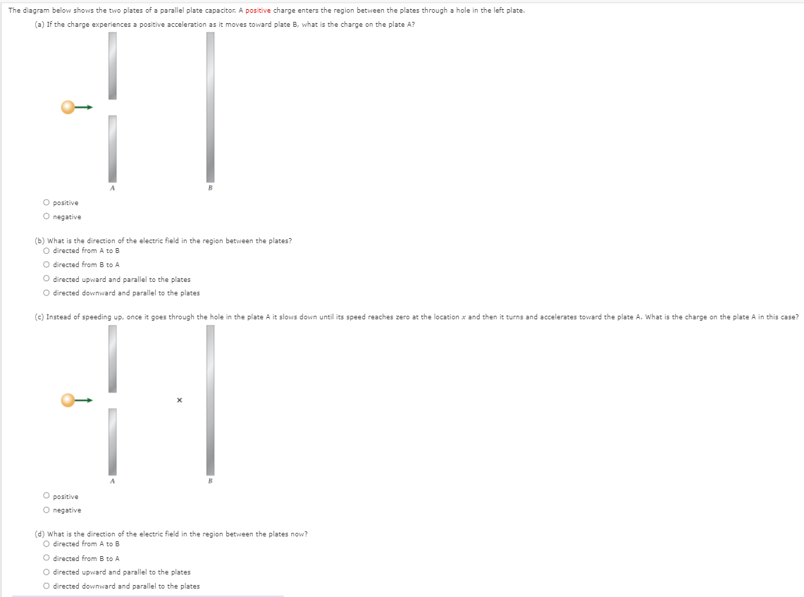 Solved The diagram below shows the two plates of a parallel | Chegg.com