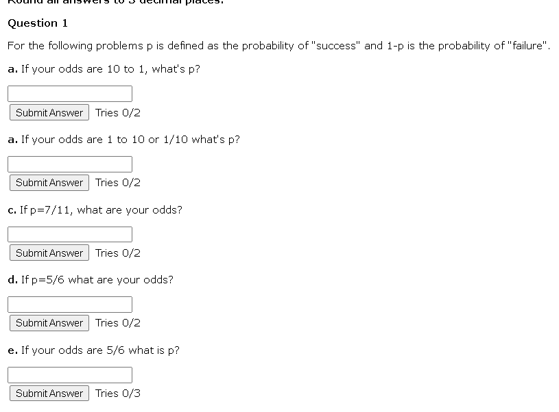 Solved Question 1 For the following problems p is defined as | Chegg.com