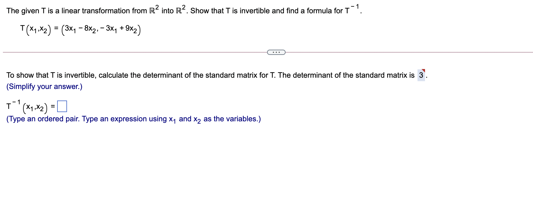 Solved -1 Find the inverse of the given matrix, if it | Chegg.com