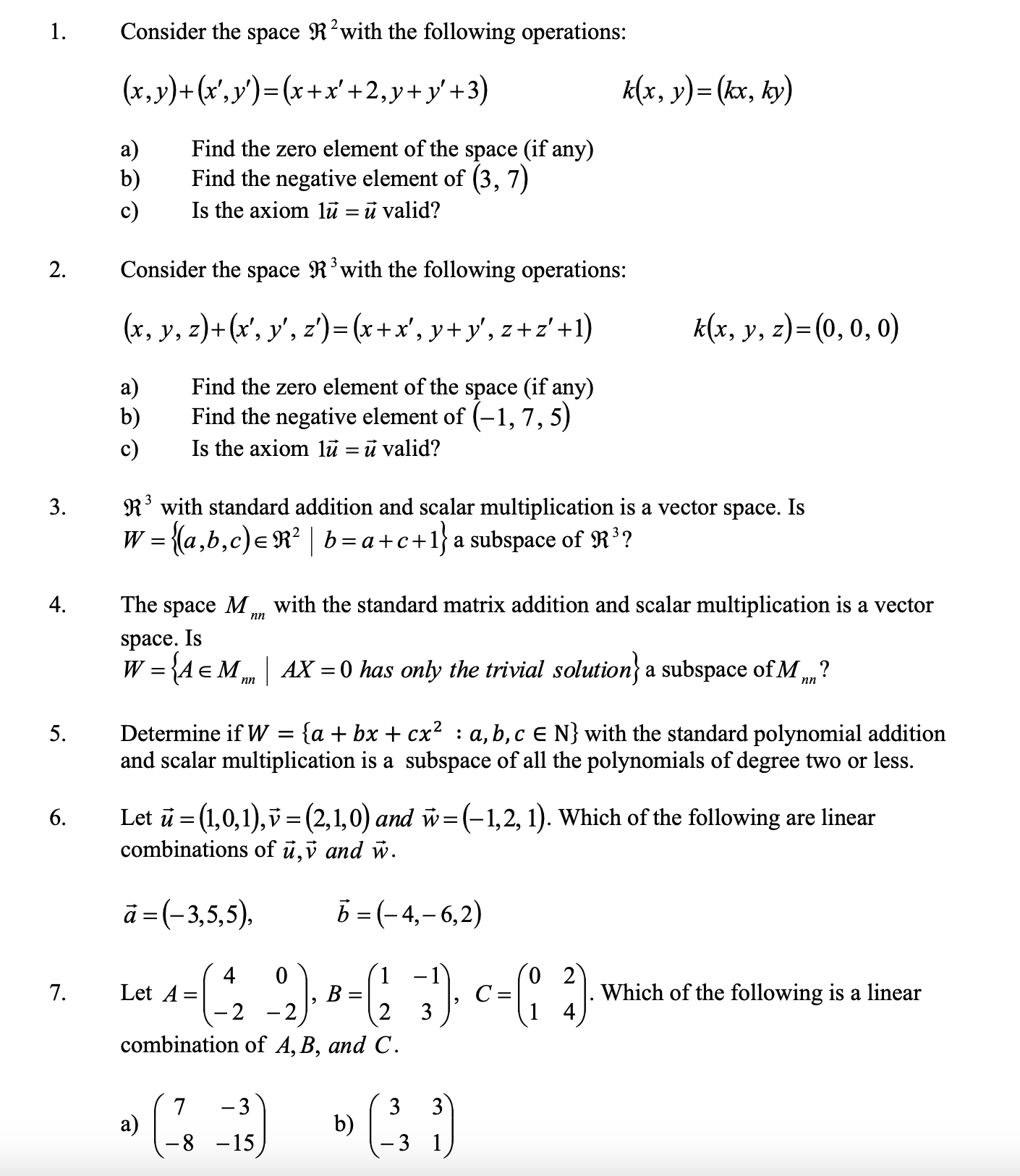 Solved 1. Consider The Space R2 With The Following 