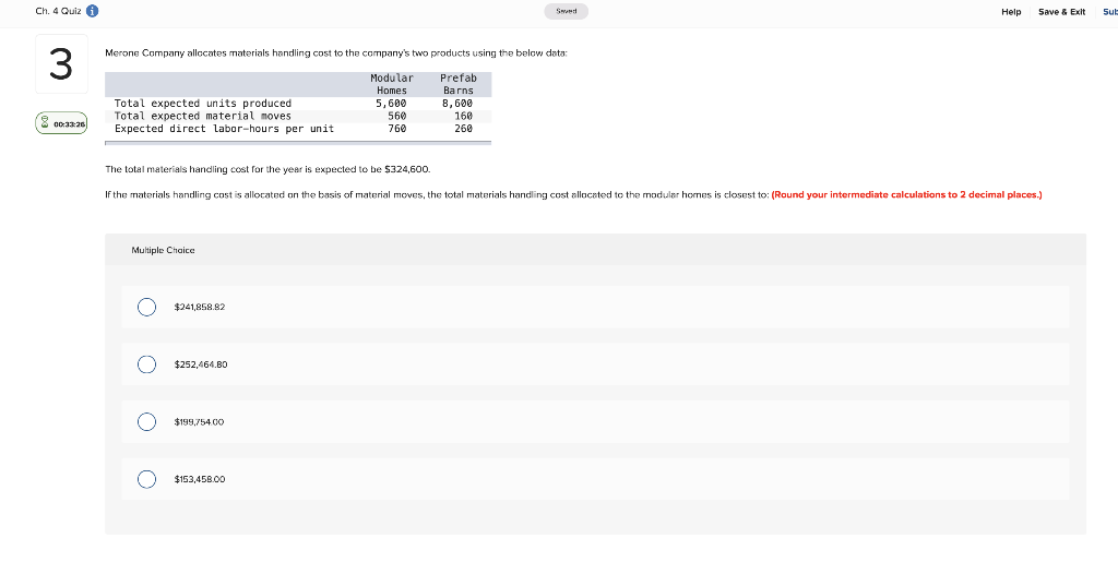 Solved Ch. 4 Quiz i Swed Help Save & Exit Sul Merone Company | Chegg.com