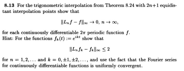 Solved 8.13 For the trigonometric interpolation from Theorem | Chegg.com