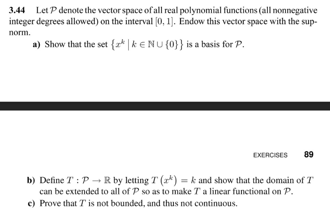 Solved 3.44 ﻿Let P ﻿denote the vector space of all real | Chegg.com