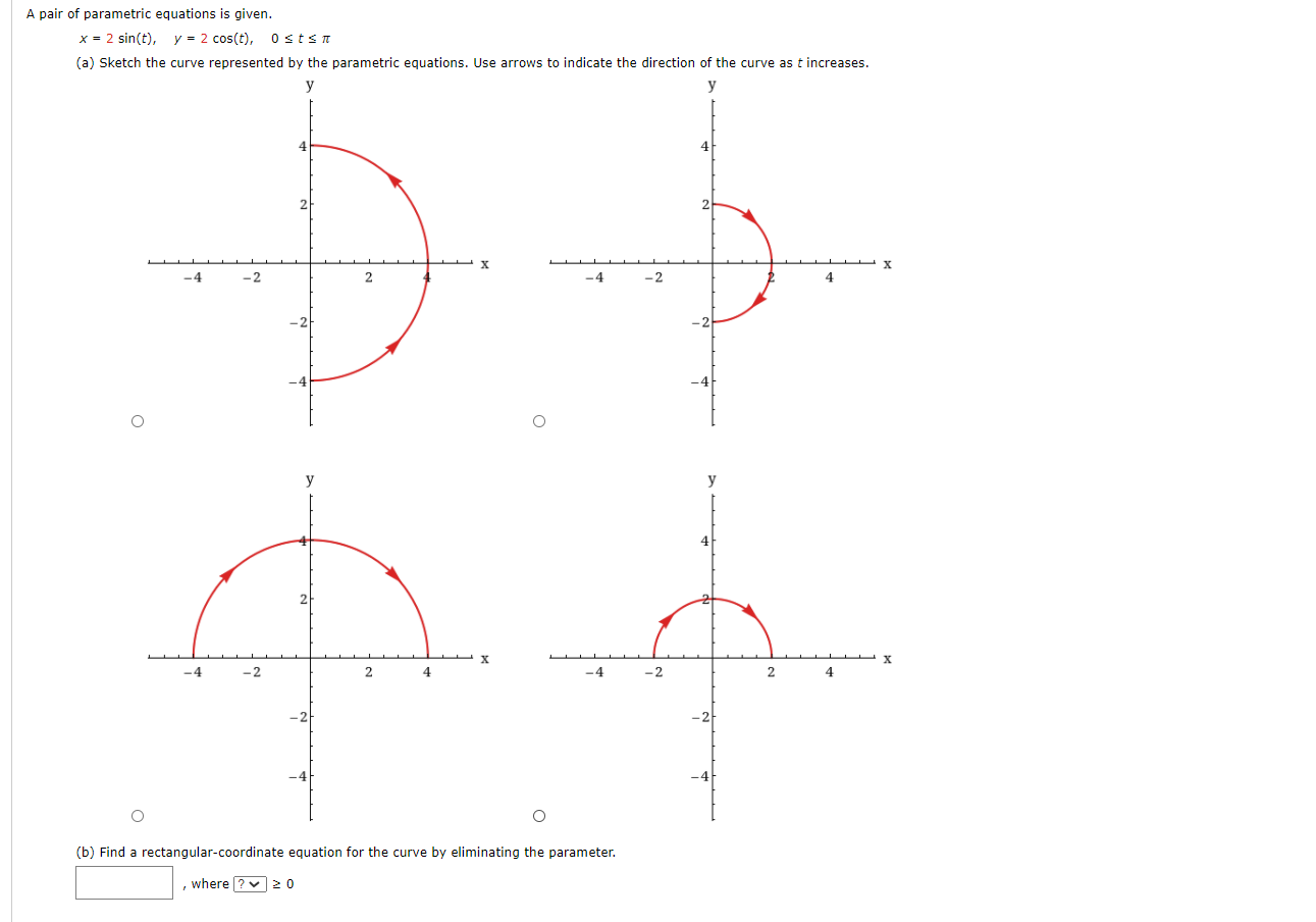 Solved A pair of parametric equations is given. x = 2 | Chegg.com