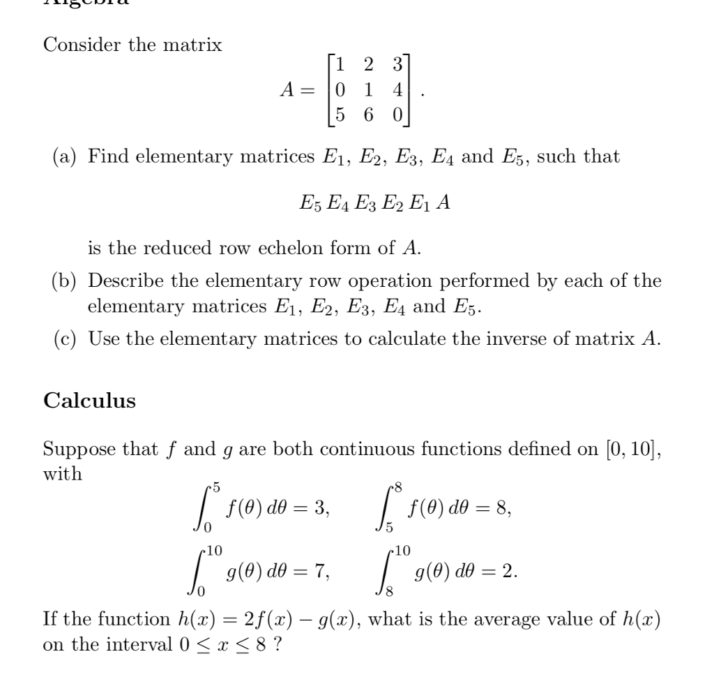 Solved Consider the matrix A-0 1 4 a) Find elementary | Chegg.com