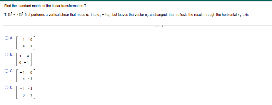 [Solved]: Find the standard matrix of the linear transforma