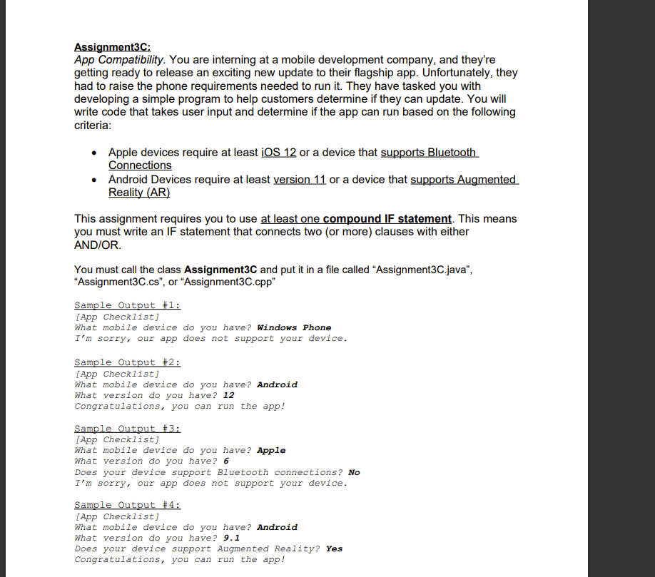 Solved Assignment3C: App Compatibility. You are interning at | Chegg.com