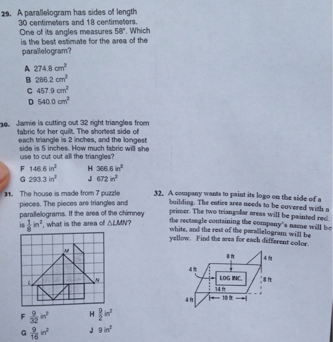 Solved A parallelogram has sides of length 30 centimeters | Chegg.com