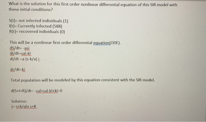 Solved What is the solution for this first order nonlinear | Chegg.com