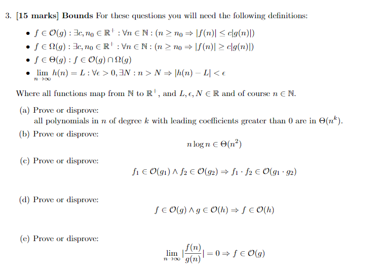 Solved 3. 15 marks] Bounds For these questions you will need | Chegg.com