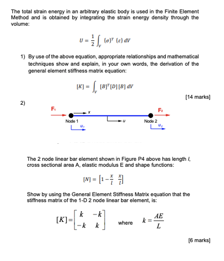Solved The total strain energy in an arbitrary elastic body | Chegg.com