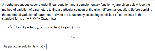 Solved A nonhomogeneous second-order linear equation and a | Chegg.com
