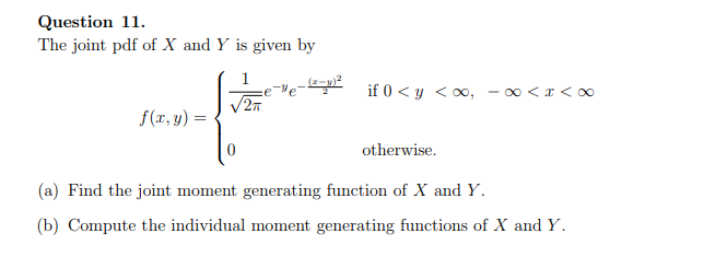 Solved Question 11 The Joint Pdf Of X And Y Is Given By 0