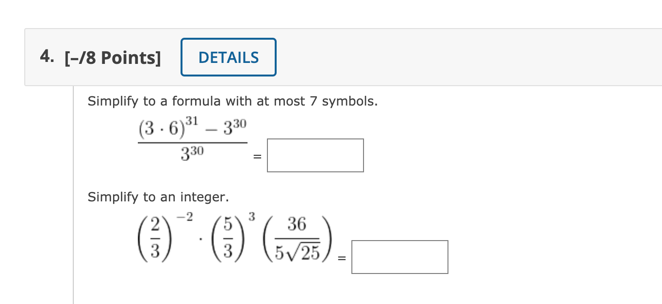 Solved 4. [-18 Points] DETAILS Simplify to a formula with at | Chegg.com
