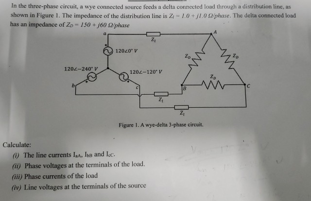 Solved In the three-phase circuit, a wye connected source | Chegg.com