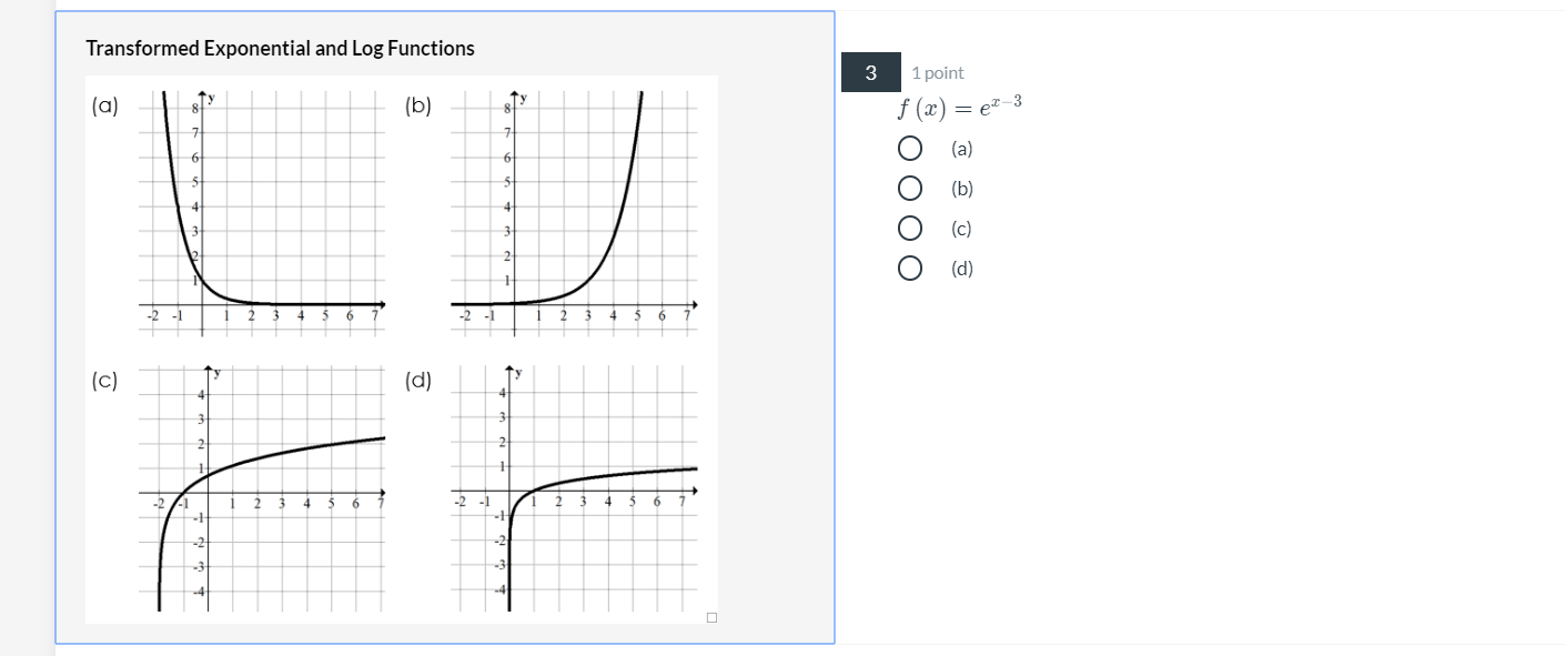 Solved Transformed Exponential and Log Functions 3 1 point | Chegg.com
