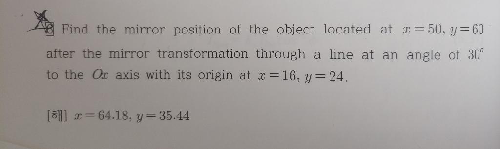Solved Find the mirror position of the object located at x= | Chegg.com