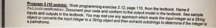 Solved J3.12 Palindrome number) Write a program that prompts | Chegg.com