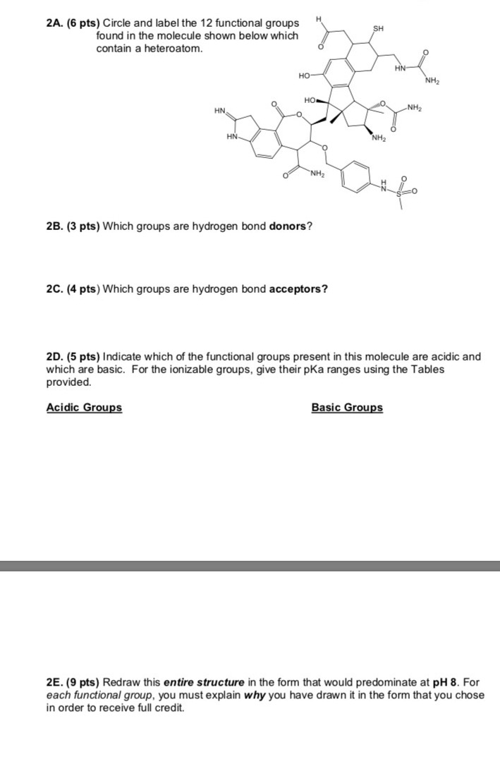 Solved 2A. (6 pts) Circle and label the 12 functional groups | Chegg.com