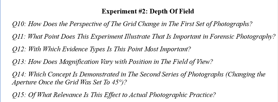 Solved Experiment \#2: Depth Of Field Q10: How Does the | Chegg.com