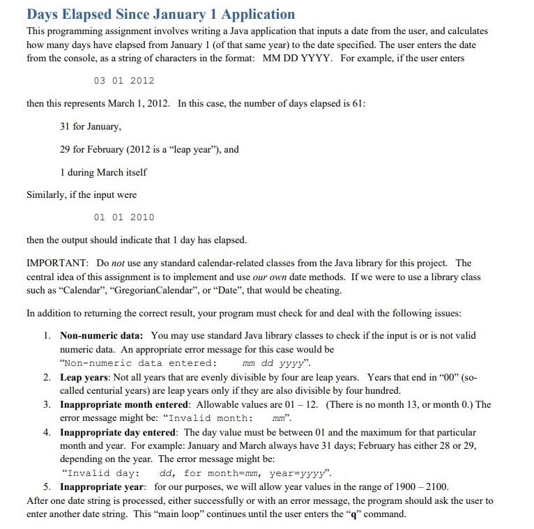 Solved Days Elapsed Since January 1 Application This | Chegg.com