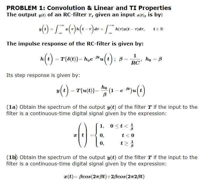Solved PROBLEM 1: Convolution & Linear and TI Properties The | Chegg.com