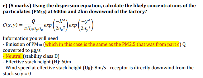 Solved e) (5 marks) Using the dispersion equation, calculate | Chegg.com