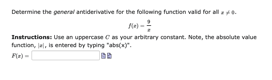 Solved Determine the general antiderivative for the | Chegg.com