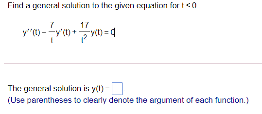 Solved Find a general solution to the given equation for | Chegg.com