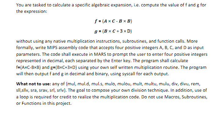 Solved You are tasked to calculate a specific algebraic | Chegg.com