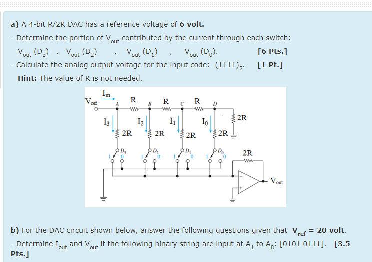 Solved Vout Vout V F a) A 4-bit R/2R DAC has a reference | Chegg.com