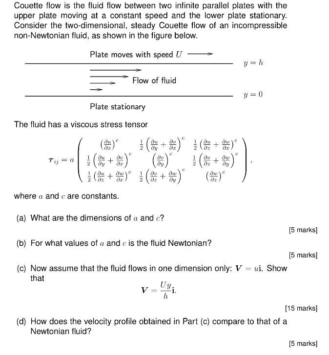 Solved Couette flow is the fluid flow between two infinite | Chegg.com