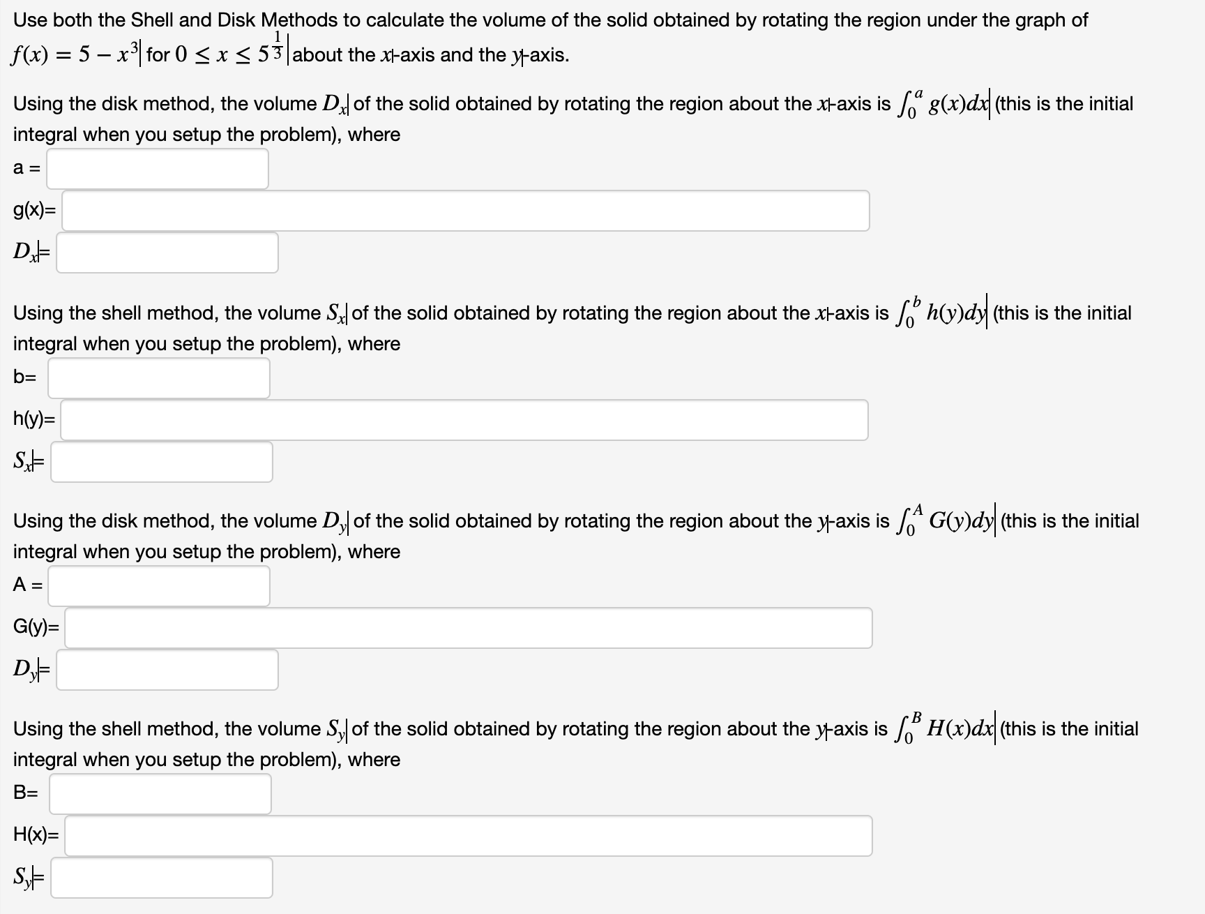 Solved 1 Use both the Shell and Disk Methods to calculate | Chegg.com