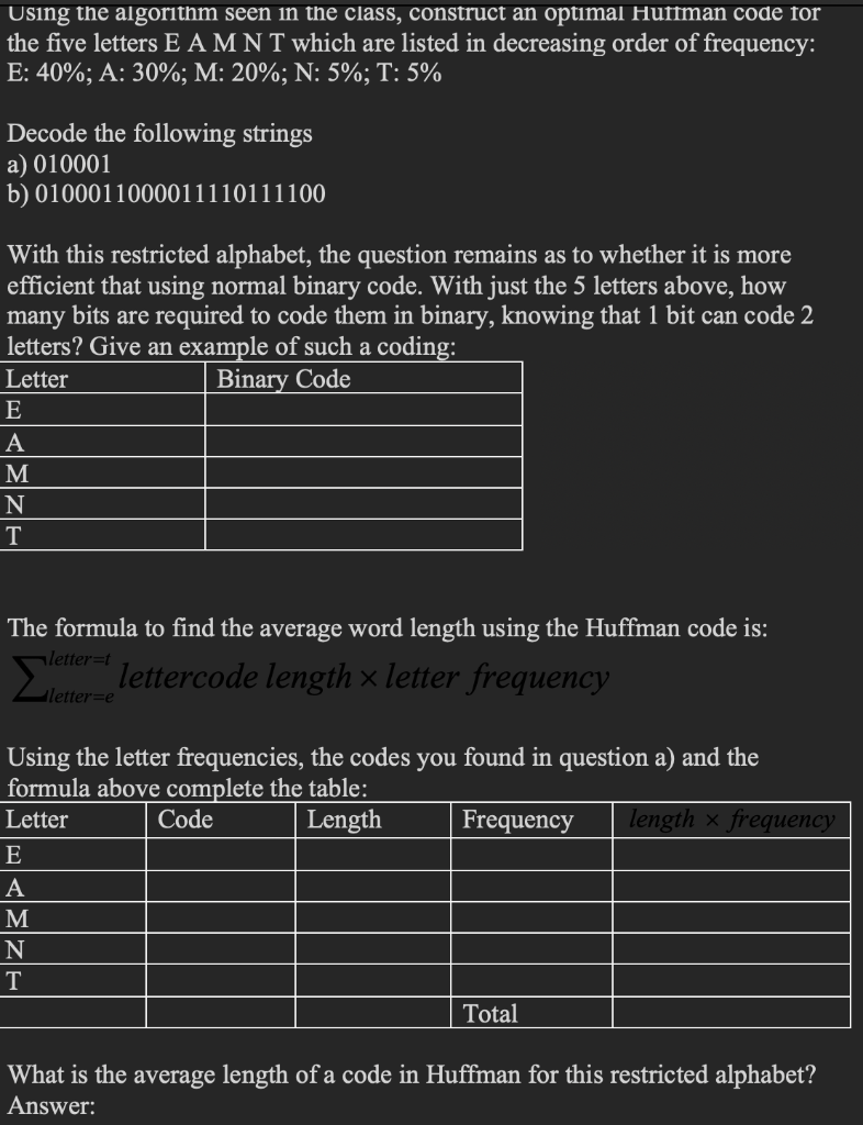 Using the algorithm seen in the class, construct an | Chegg.com Using the algorithm seen in the class, construct an | Chegg.com