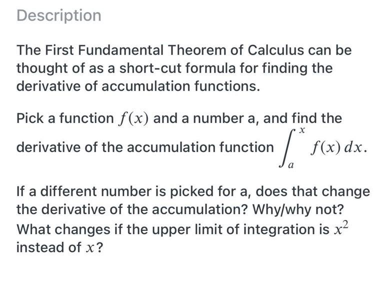 Solved Description The First Fundamental Theorem of Calculus | Chegg.com