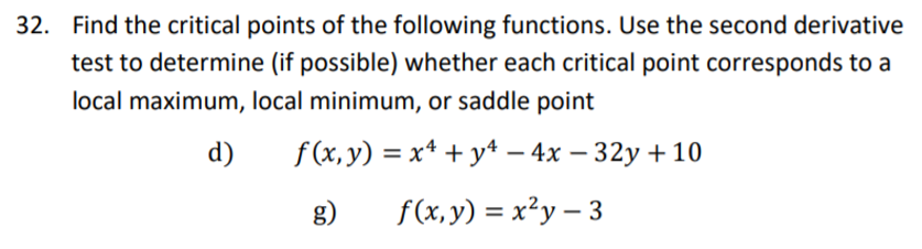 Solved 32. Find the critical points of the following | Chegg.com