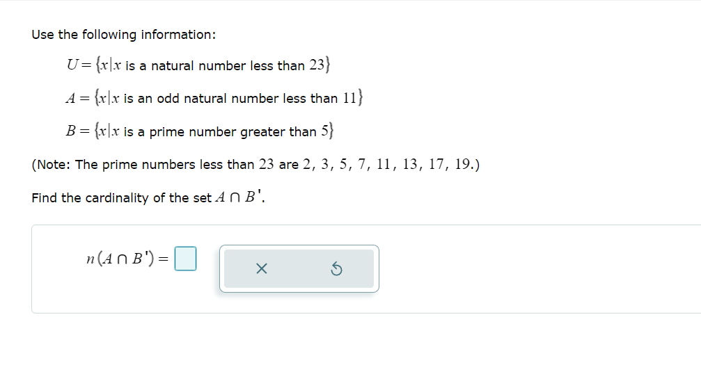 Solved Use the following information: U={x∣x is a natural | Chegg.com