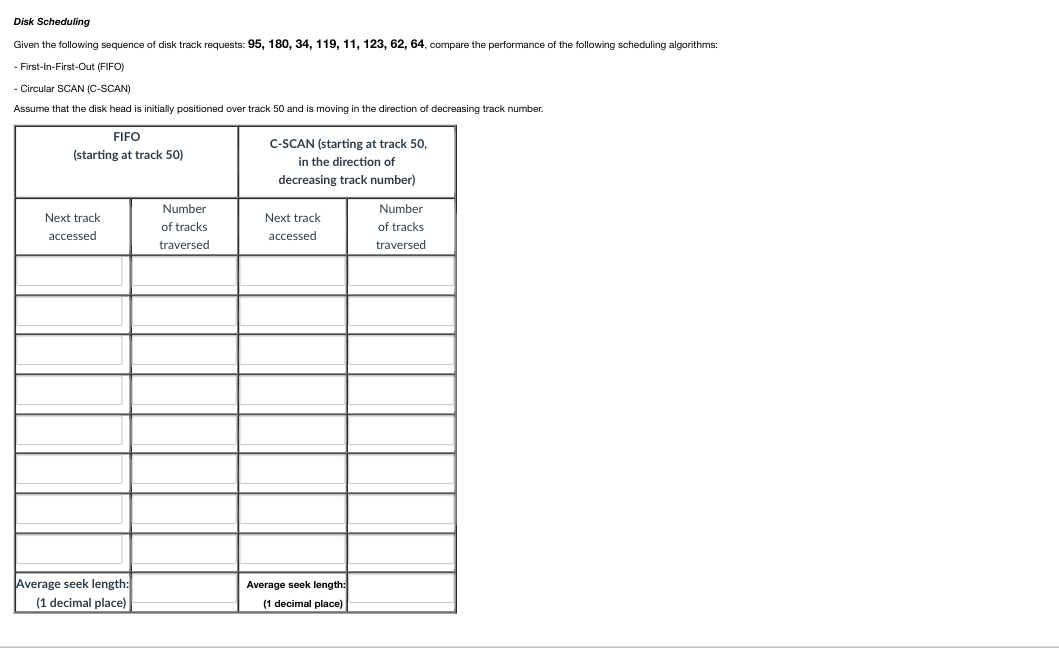 Solved Disk Scheduling Given the following sequence of disk | Chegg.com